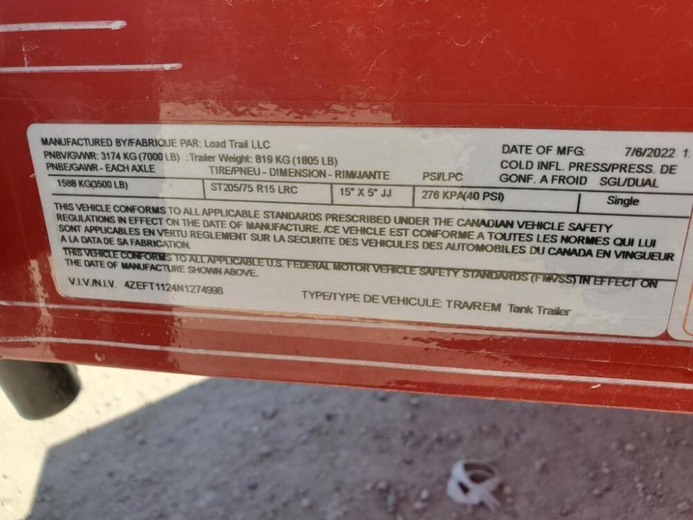 2022 Load Trail Fuel Tank Trailer